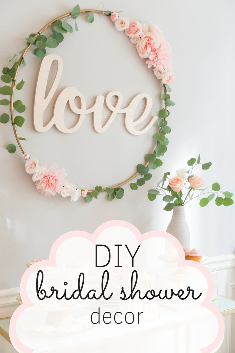 DIY Hula Hoop Love Sign - Blush and Gold Bridal Shower Decor